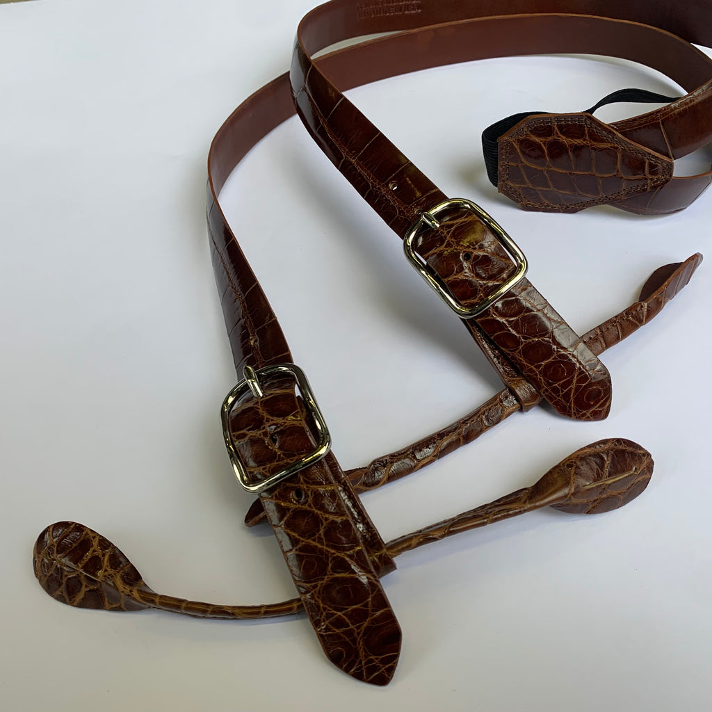 Peter Powchik Bespoke Production Alligator Braces | Cognac Alligator w ...